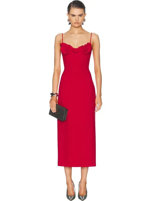Magda Butrym Floral Applique Midi Dress - Red