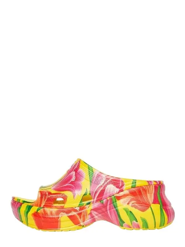 Balenciaga X Crocs Pool Slide Sandals With Tulip Print - Pinkred