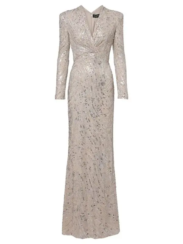 Jenny Packham Arizona Embellished Gown - Silver