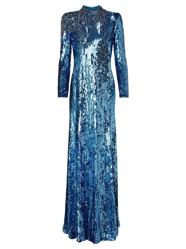 Jenny Packham Embellished Gown - Blue