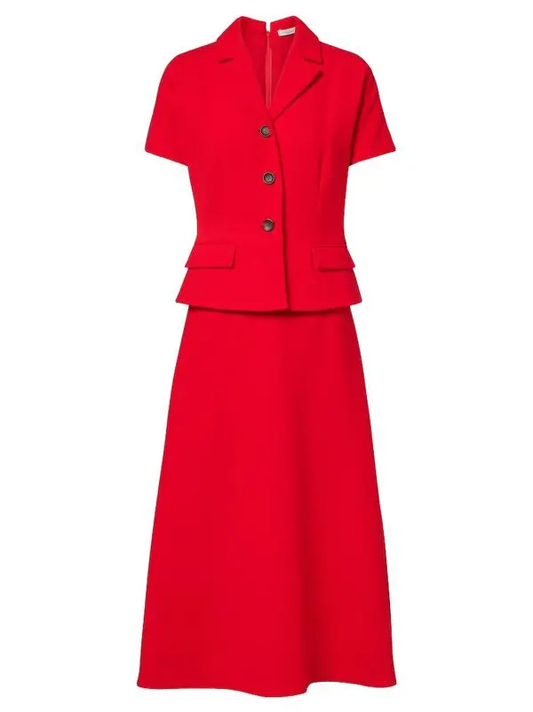 EMILIA WICKSTEAD Wool Crepe Midi Dress - Red
