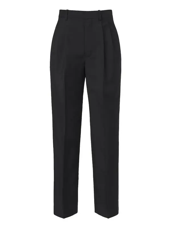 JIL SANDER Pleated Wool And Mohair Straight Pants - Black