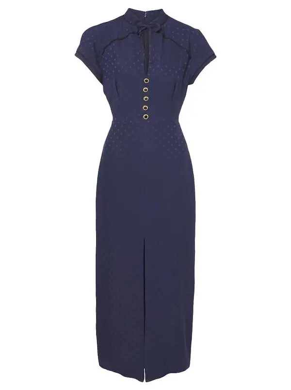 Alessandra Rich Silk Jacquard Midi Dress - Blue