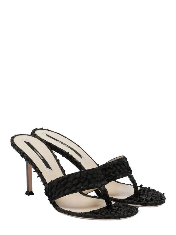CHRISTEN Helix Leather Thong Sandals - Black