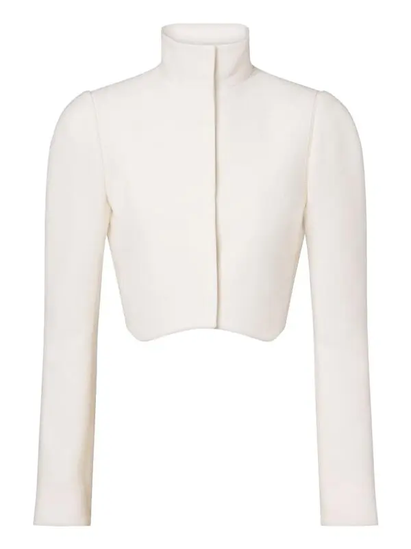 Alaïa Cropped Wool Crêpe Jacket - White