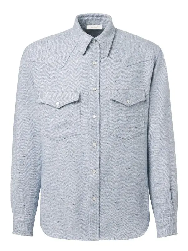 UMIT BENAN Kevin Cashmere And Silk Western Shirt - Blue