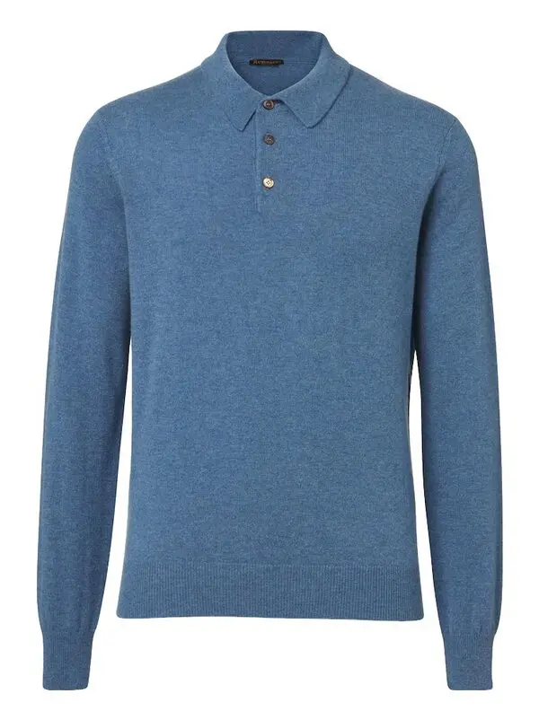 Rubinacci Cashmere Polo Sweater - Blue