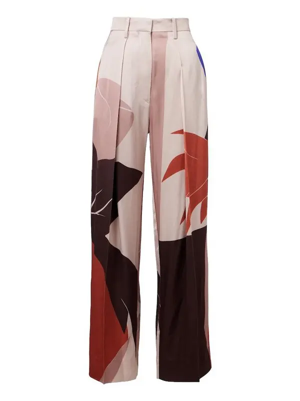 Victoria Beckham Printed Satin Wide-leg Pants - Multicoloured