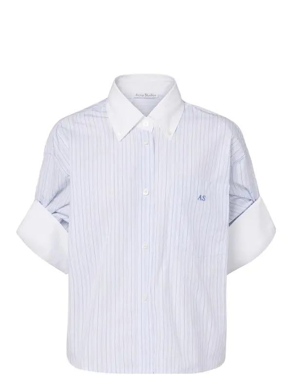 Acne Studios Striped Cotton Poplin Shirt - Blue