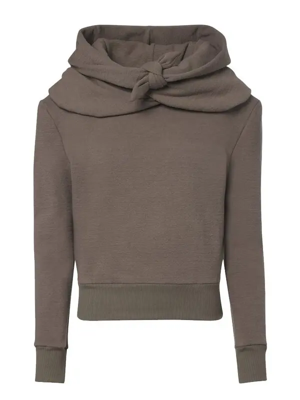 Magda Butrym Cotton-blend Jersey Hoodie With Knot Detail - Grey