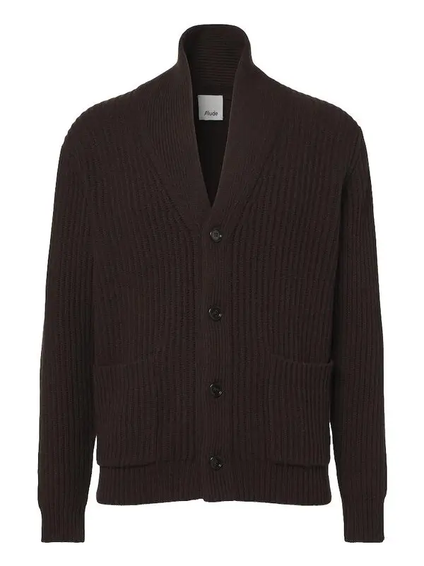 ALLUDE Ribbed Knit Wool And Cashmere Cardigan - Brown