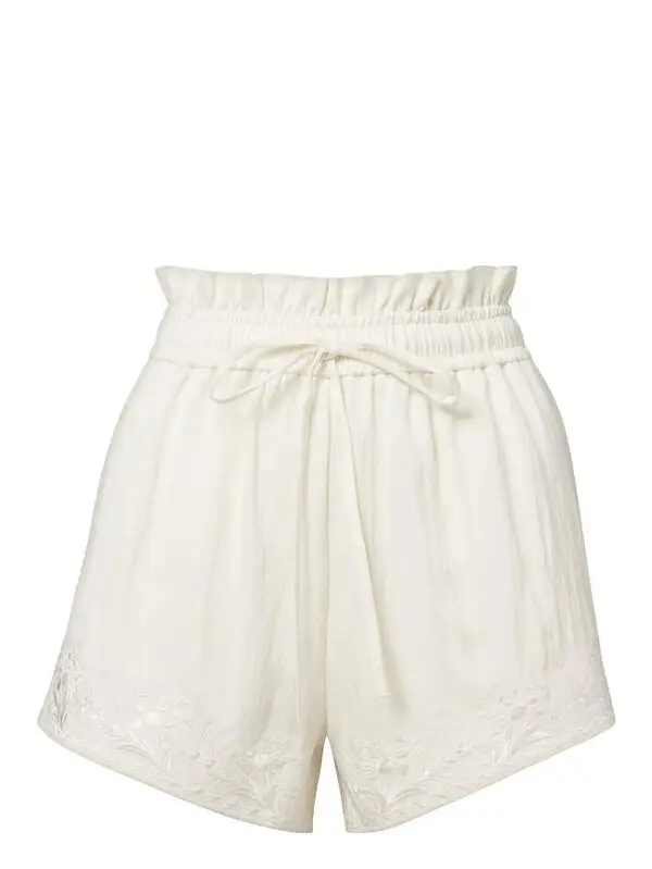 XU ZHI Floral Embroidered Shorts - White