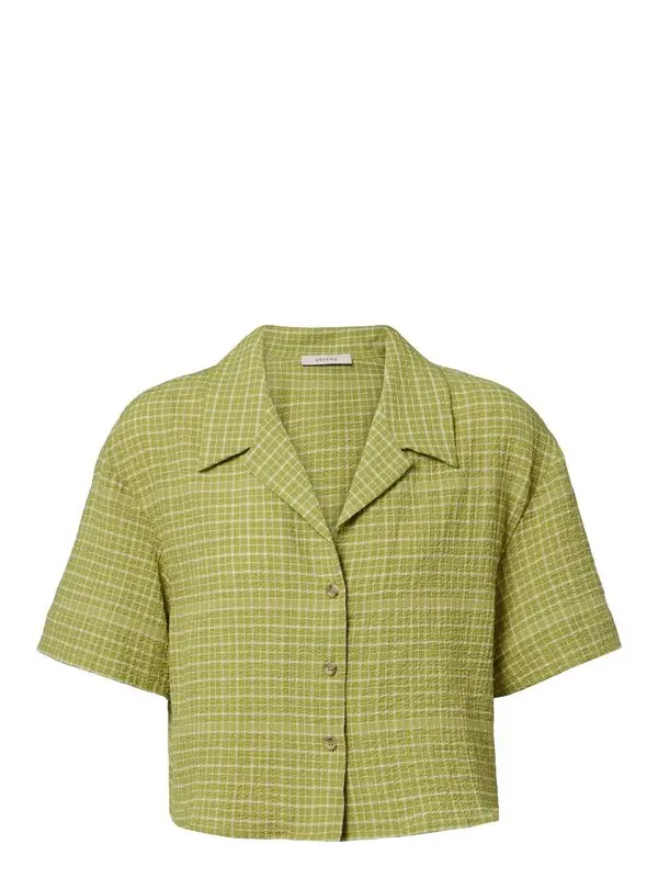 Asceno Checked Cotton Bowling Shirt - Green