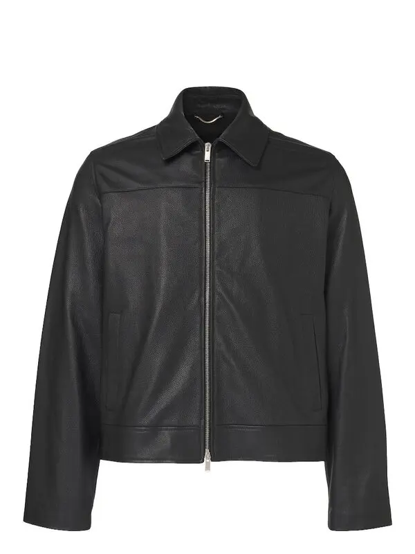 LARDINI Leather Zip-up Jacket - Black