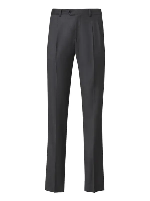 Rubinacci Virgin Wool Straight Leg Trousers - Grey
