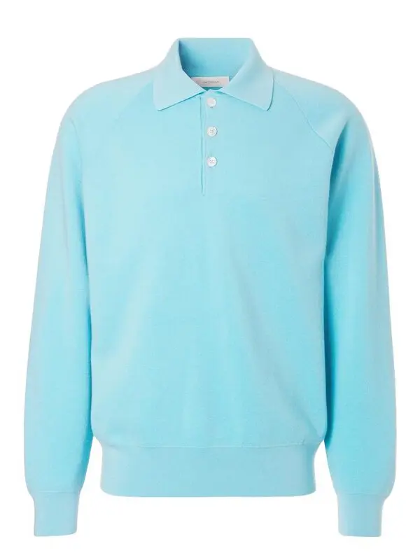UMIT BENAN Diana Cashmere Polo Sweater - Blue