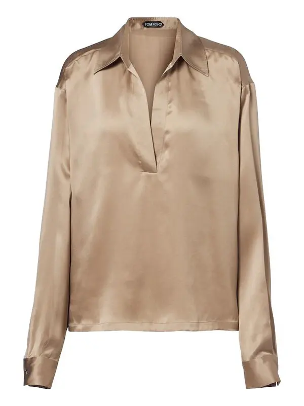 TOM FORD Silk Satin Blouse - Beige