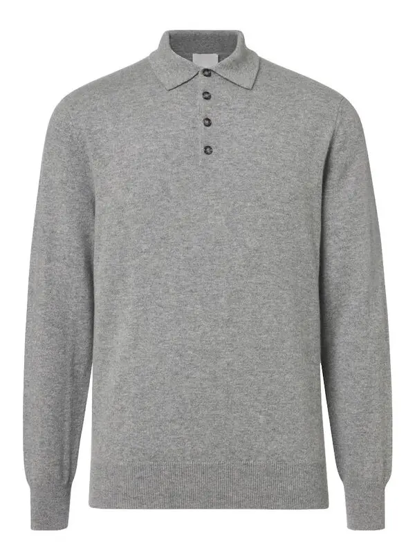 ALLUDE Cashmere Polo Sweater - Grey