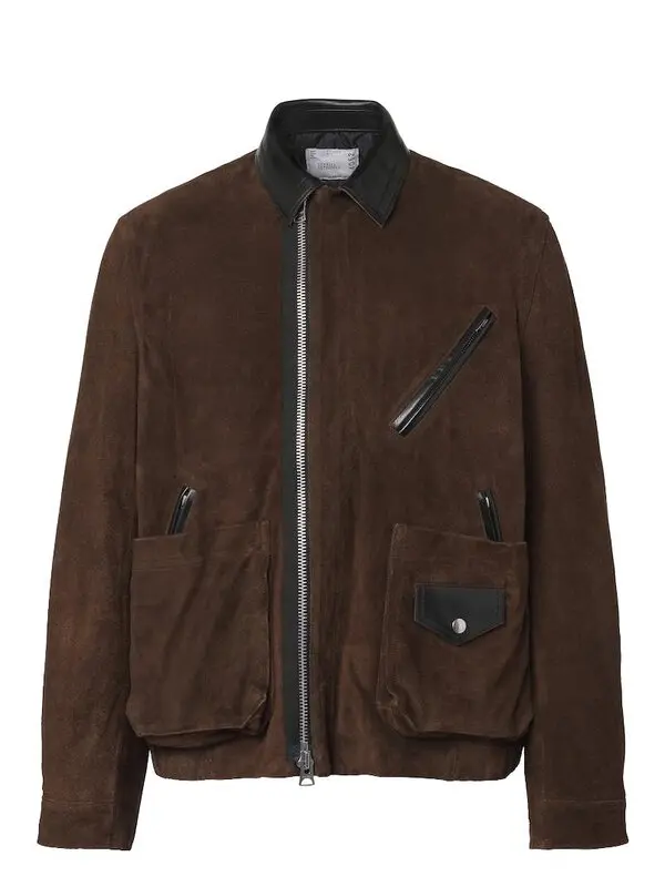 Sacai Suede And Leather-trimmed Blouson Jacket - Brown
