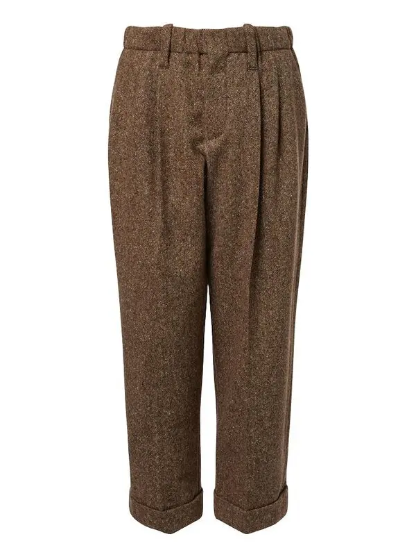 Brunello Cucinelli Cropped Wide-leg Wool-blend Trousers In Moro - Brown