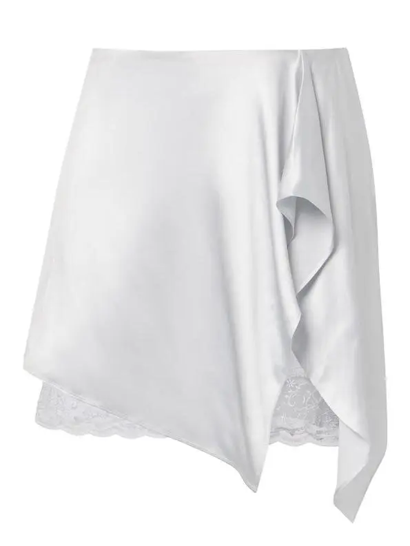 Acne Studios Lace-trimmed Satin Miniskirt - Blue