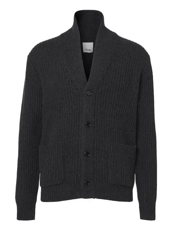 ALLUDE Ribbed Wool And Cashmere Cardigan - Grey
