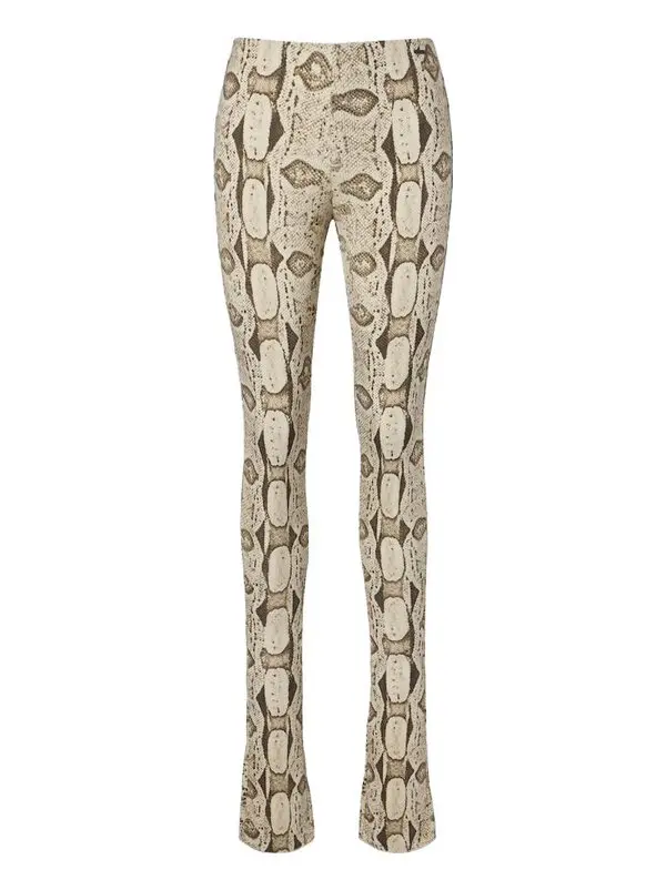 Gucci Snake-print Skinny Pants - Beige