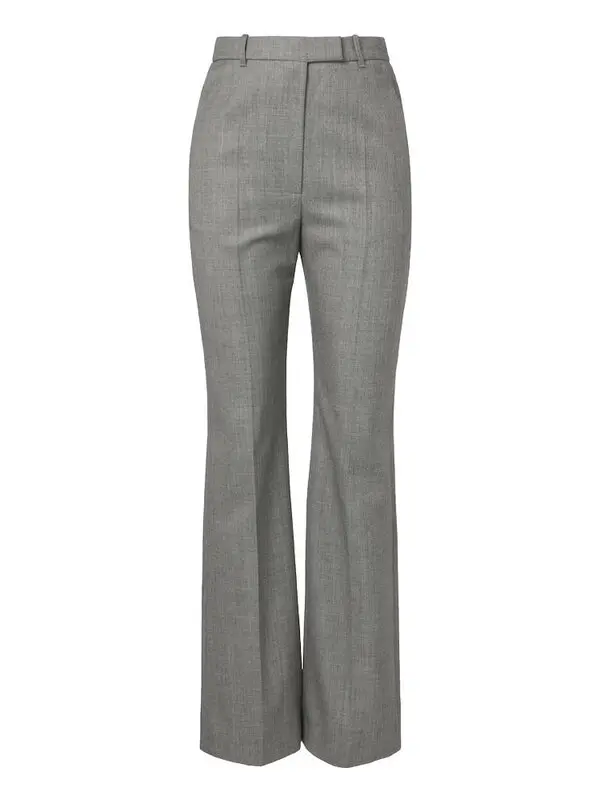 Alexander McQueen Wool Straight Leg Trousers - Grey