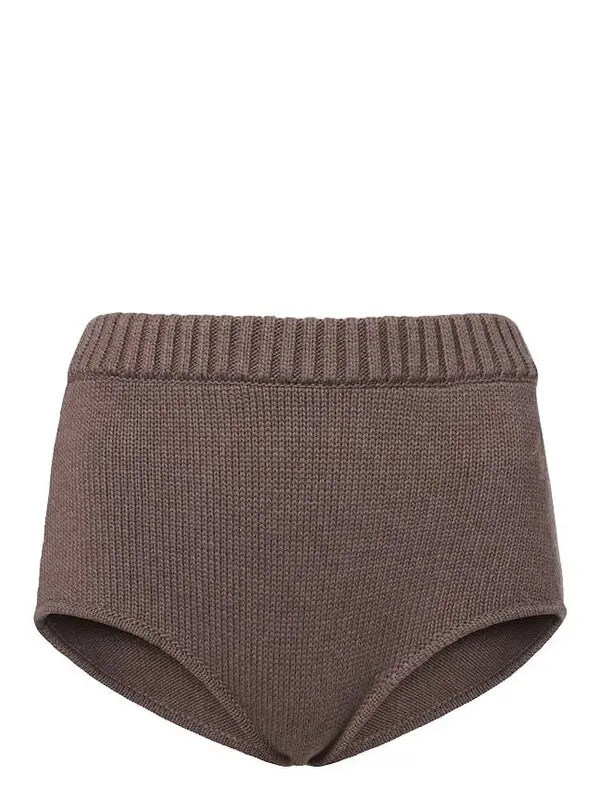 Magda Butrym Ribbed-knit Cotton Shorts - Brown