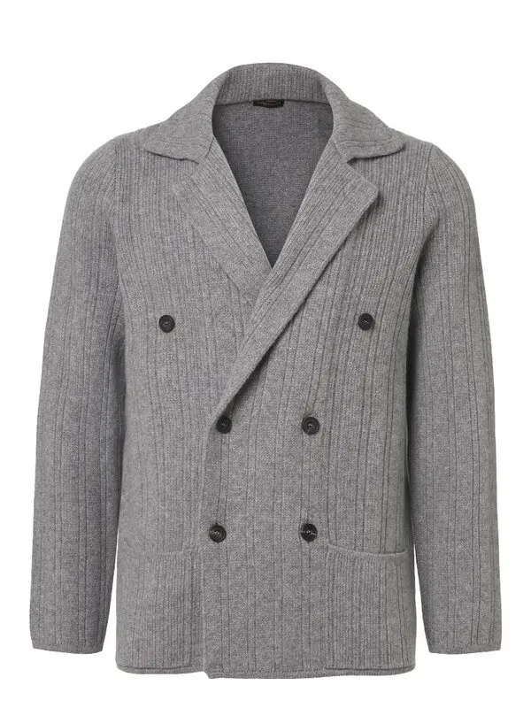 Rubinacci Cashmere Double-breasted Cardigan - Grey