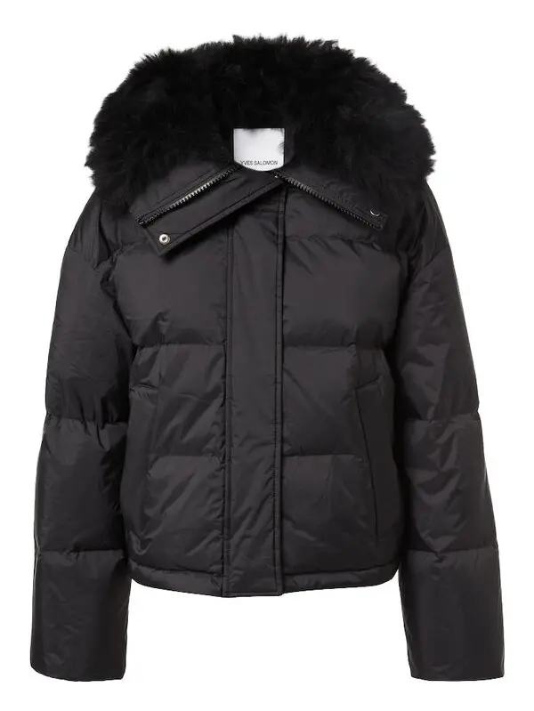 YVES SALOMON Shearling-trimmed Down Jacket - Black