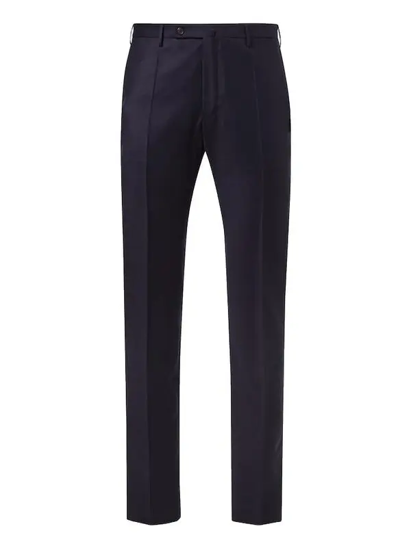 SLOWEAR Virgin Wool Flannel Slim Pants - Blue