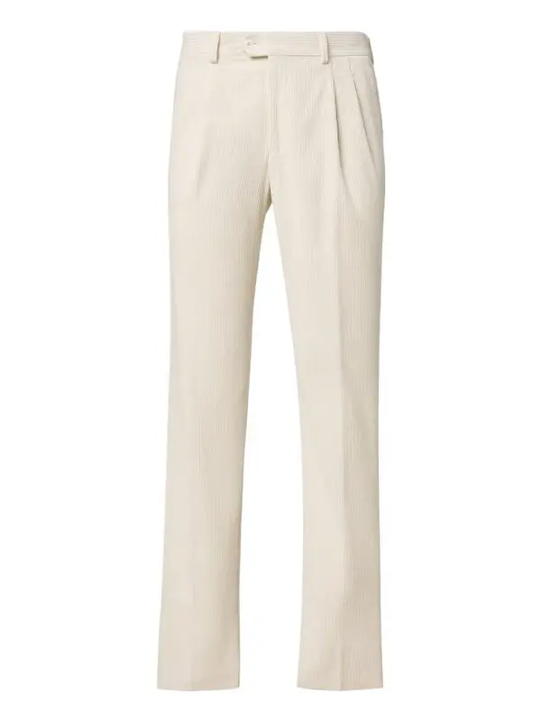 Rubinacci Modluca Cotton Corduroy Straight Pants - White