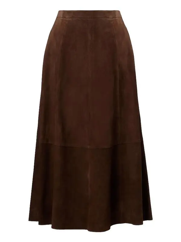 Vince Suede Midi Skirt - Brown