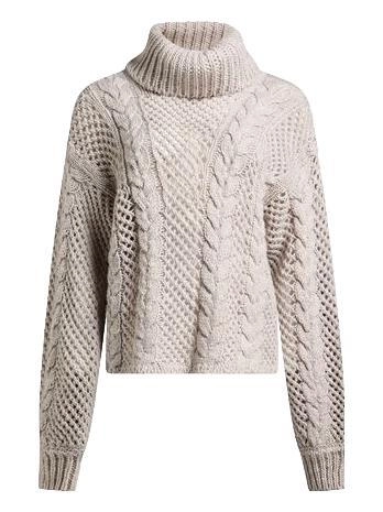 SOALLURE Cable-knit Turtleneck Sweater - Grey