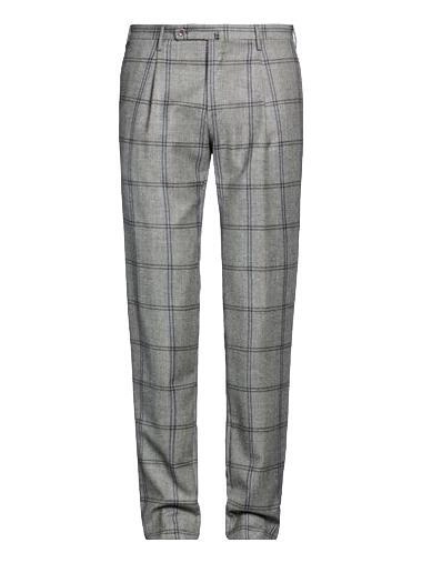 Incotex Virgin Wool Glen Plaid Flannel Trousers - Grey