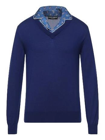 Dolce & Gabbana Cashmere And Silk Blend Sweater With Lapel Collar - Blue