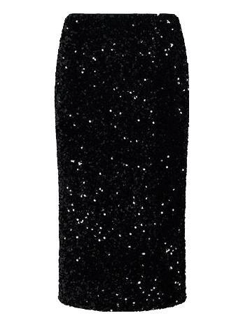 VICOLO Sequinned Midi Skirt - Black