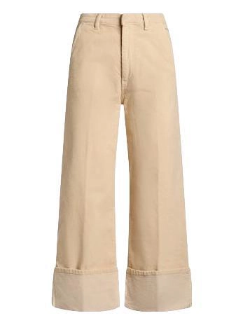 OTTOD'AME Cotton Blend Corduroy High Waisted Straight Leg Pants - Beige