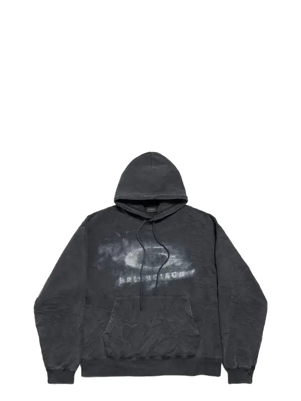 Balenciaga Washed Crayon Loop Oversized Hoodie - Black