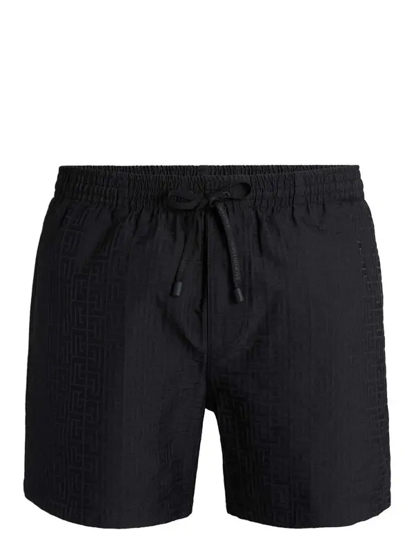 Balmain Monogram Swim Shorts - Black