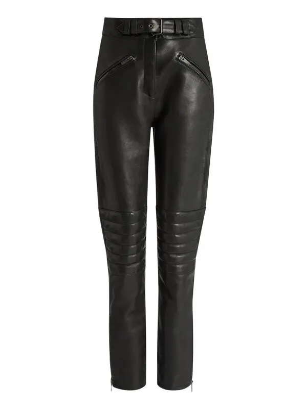 Balmain Lambskin Biker Trousers - Black