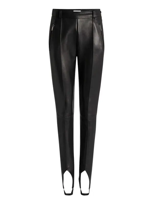 Balmain Stirrup Lambskin Trousers - Black