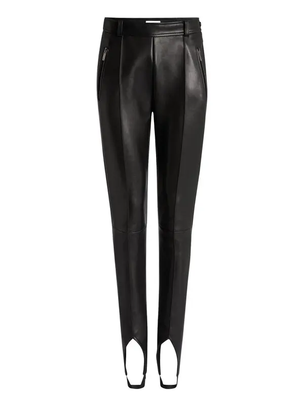 Balmain Stirrup Lambskin Trousers - Black