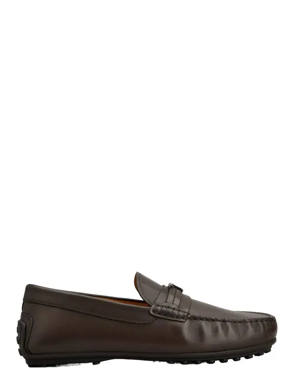 TOD'S City Gommino Loafers In Leather With T Timeless Accessory - Brown