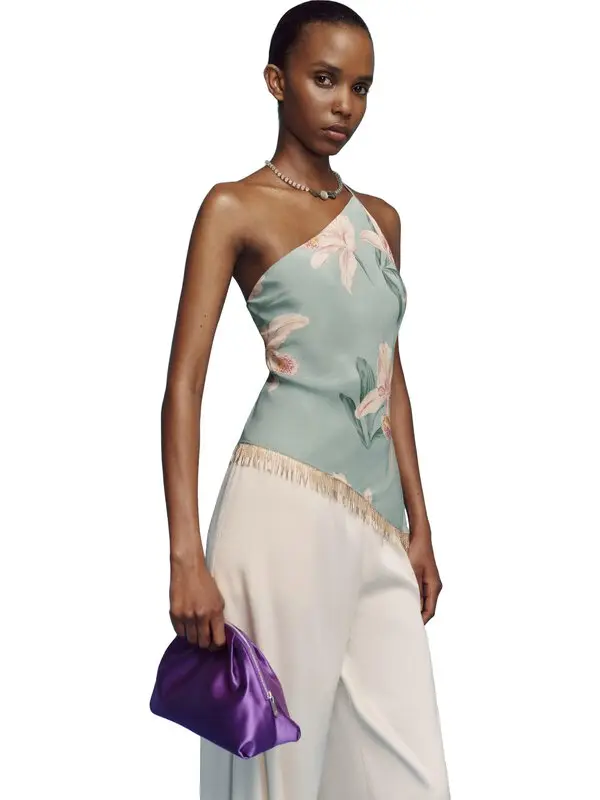 REFORMATION Sonata One-shoulder Top With Fringe Trim - Multi