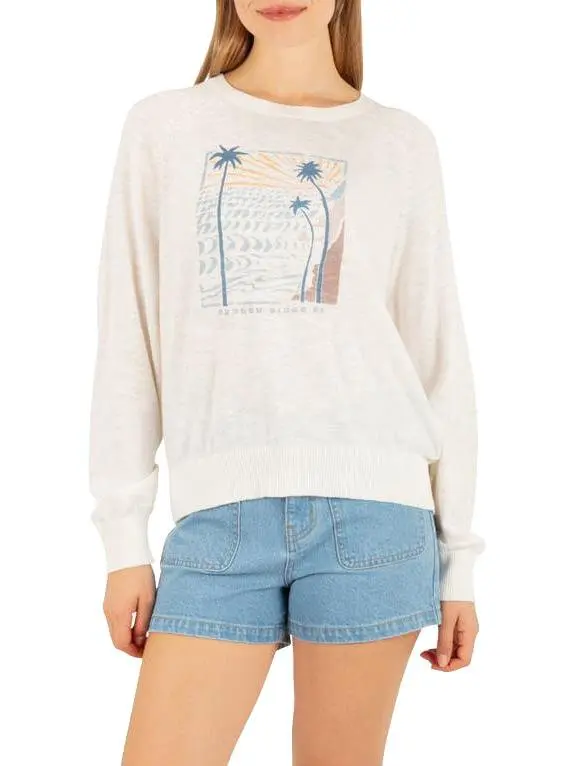 Hurley Palm Cove Cotton Slub Graphic Sweater - Cream
