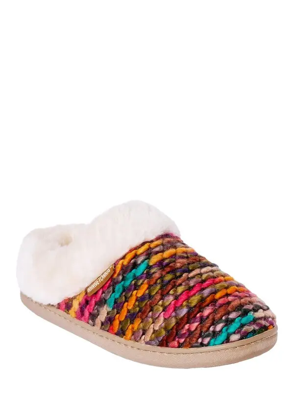 Minnetonka Dina Faux Fur Lined Slipper - Knit Multi