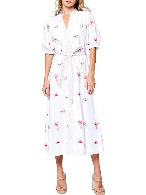 CIEBON Shirly Embroidered Cotton Shirtdress - Cream