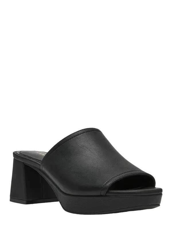 Anne Klein Primo Platform Slide Sandal - Black Smooth
